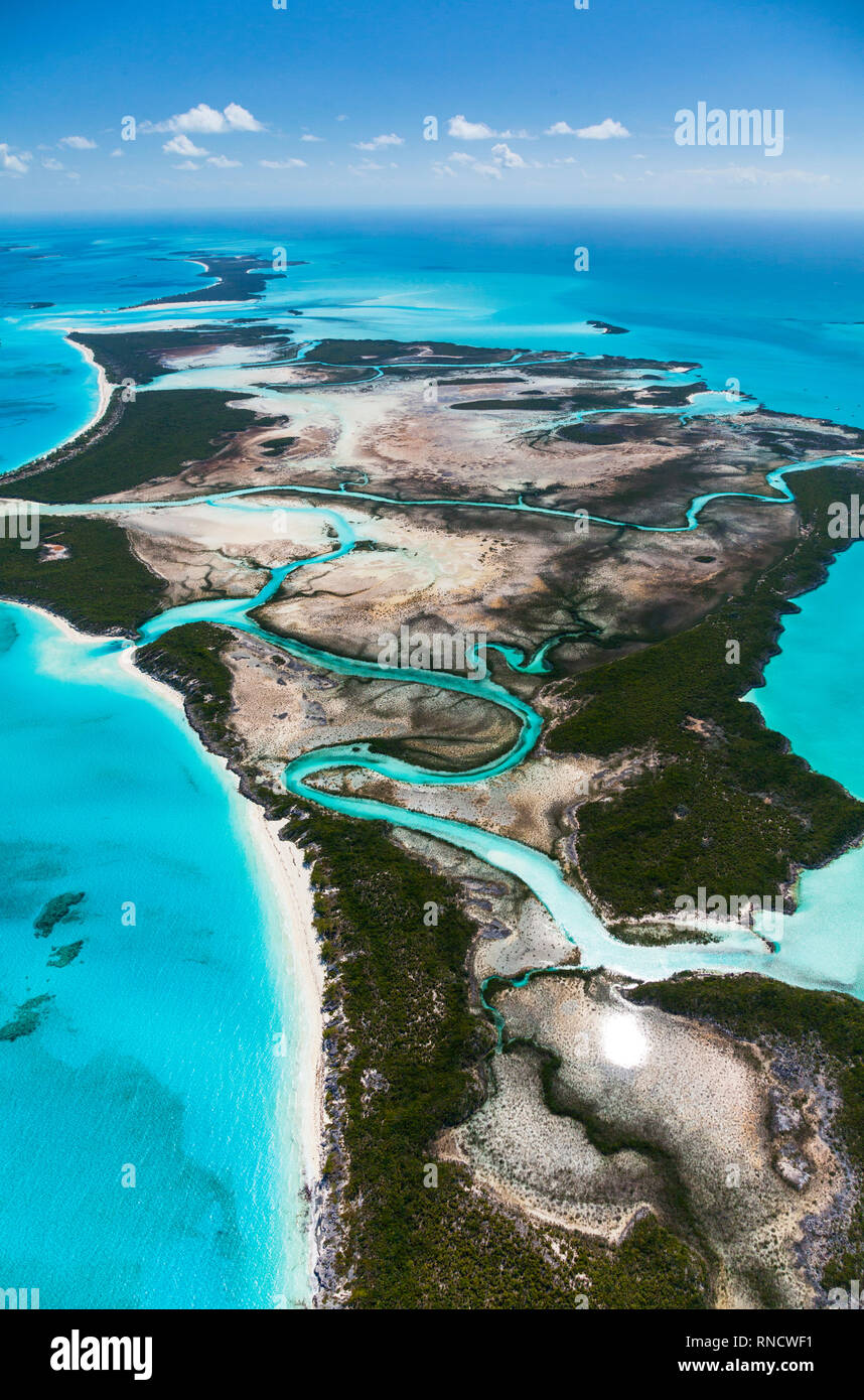 Aerial view, Exuma, Bahamas, America Stock Photo - Alamy
