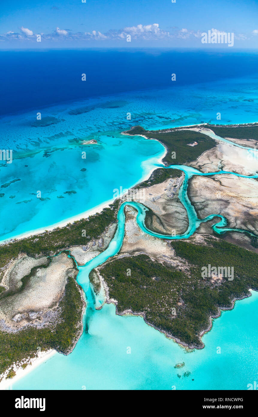 Aerial view, Exuma, Bahamas, America Stock Photo - Alamy