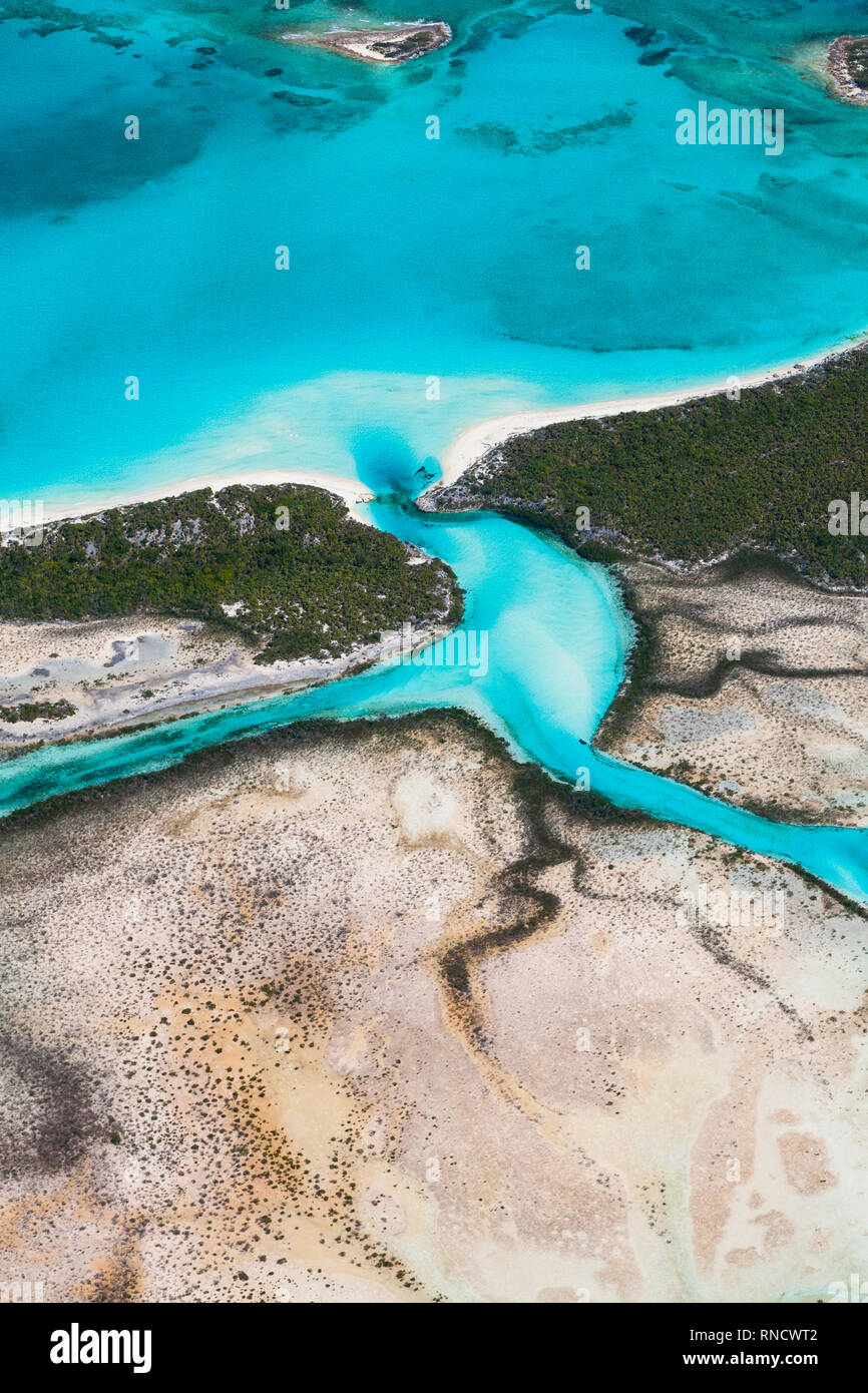 Aerial view, Exuma, Bahamas, America Stock Photo - Alamy