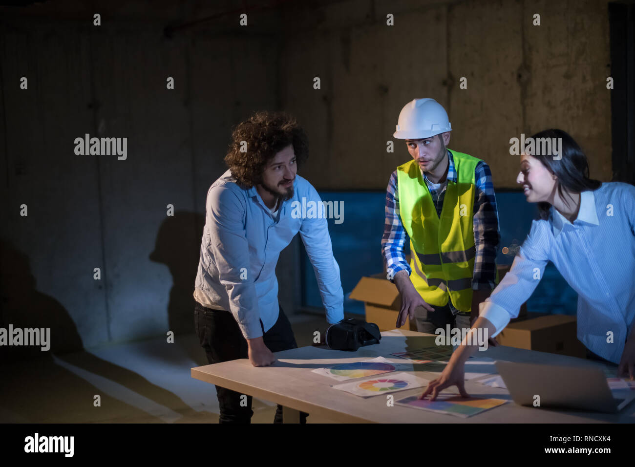 young team of business people in group, architect and engineer on ...