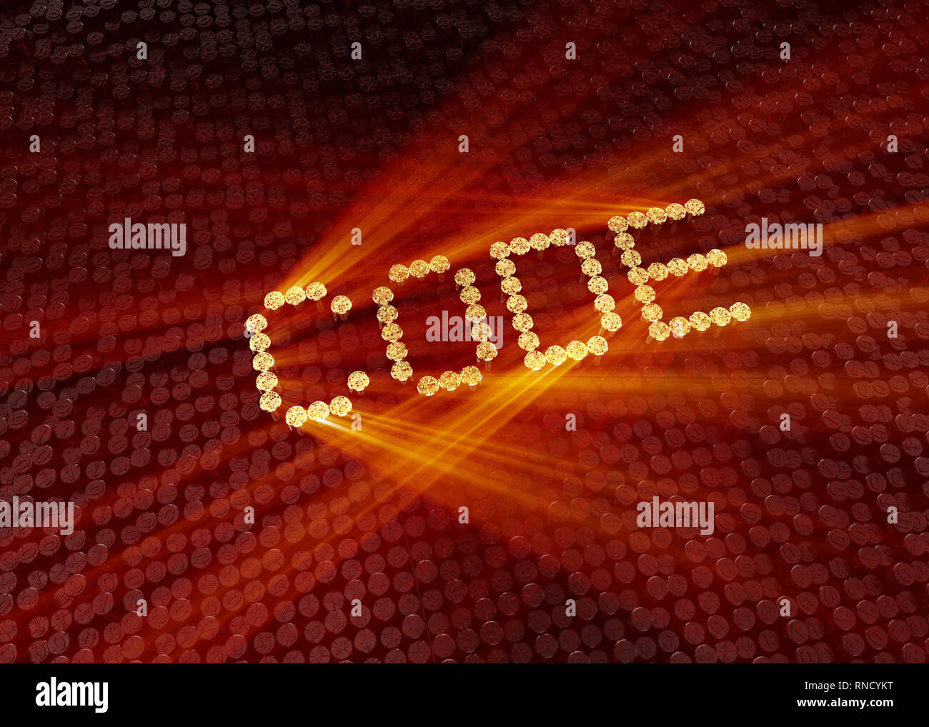 Gold code word with digital background . Binary computer code. Hacker concept. 3d rendering ...