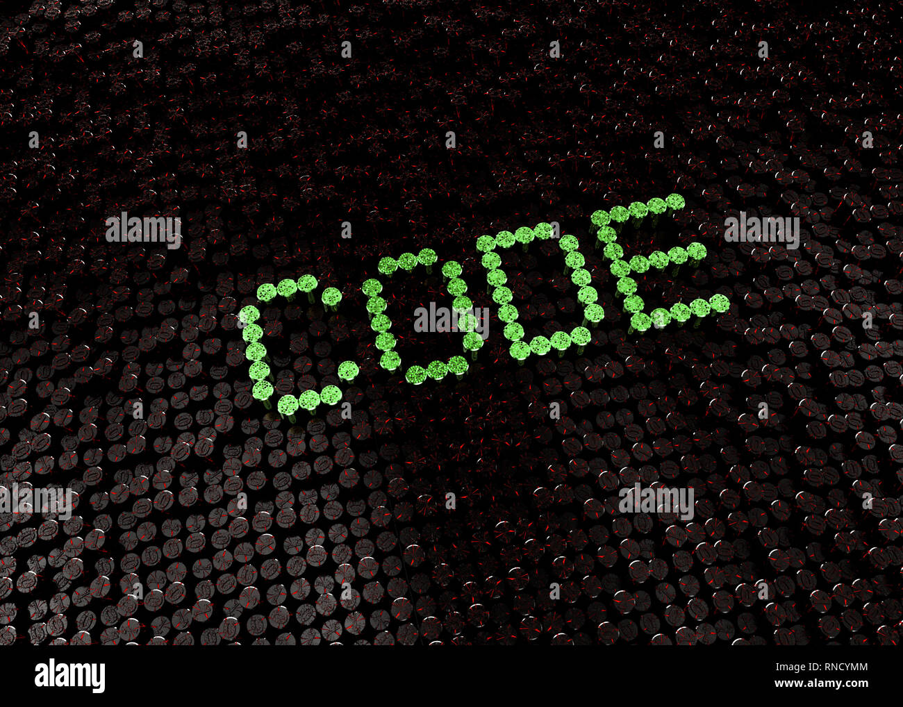 Green code word with digital background . Binary computer code. Hacker ...