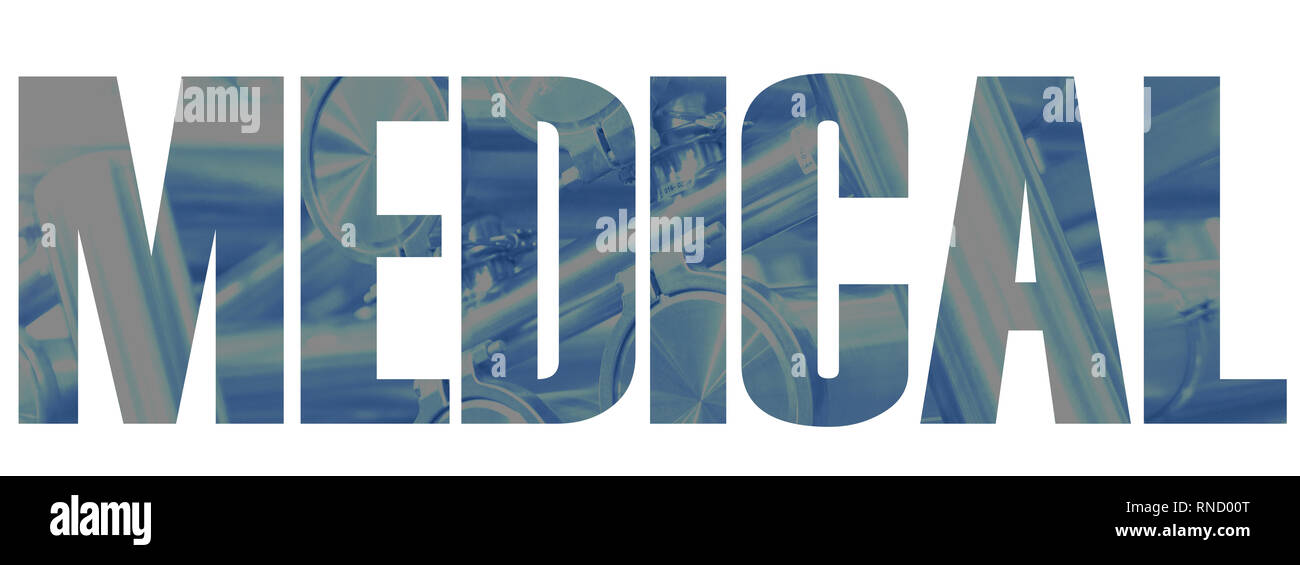 Chrome inscription "medical" isolated on white background Stock Photo ...