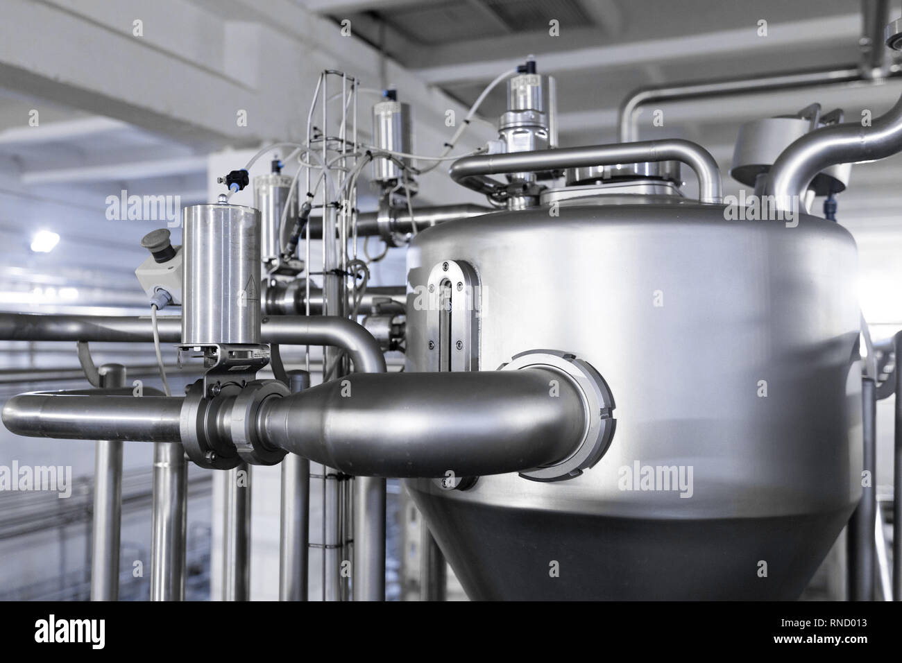 Steel tanks or vats , pipe lines and other equipment tool in plant ...