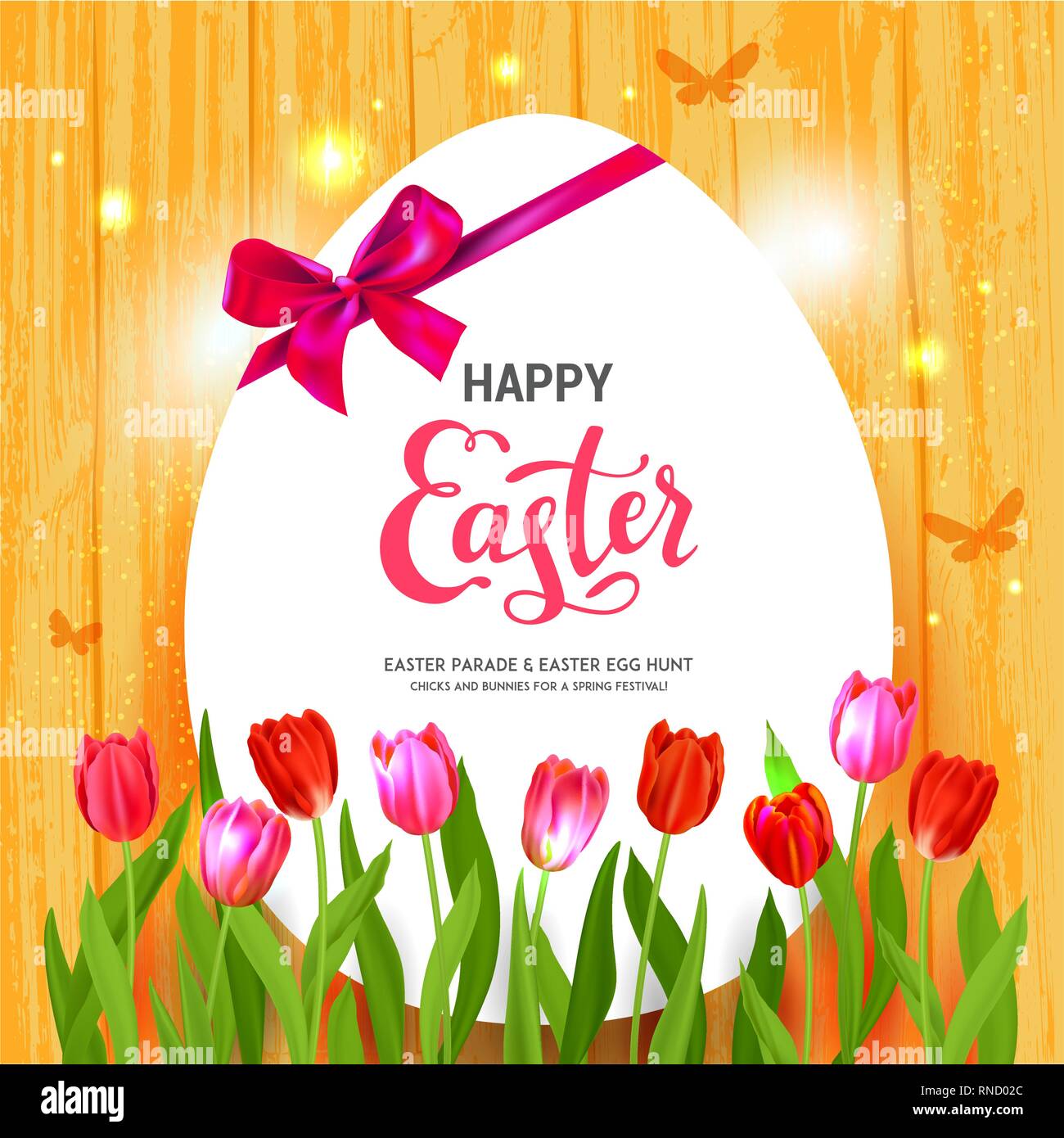 Happy Easter orange holiday banner. Beautiful background with realistic ...