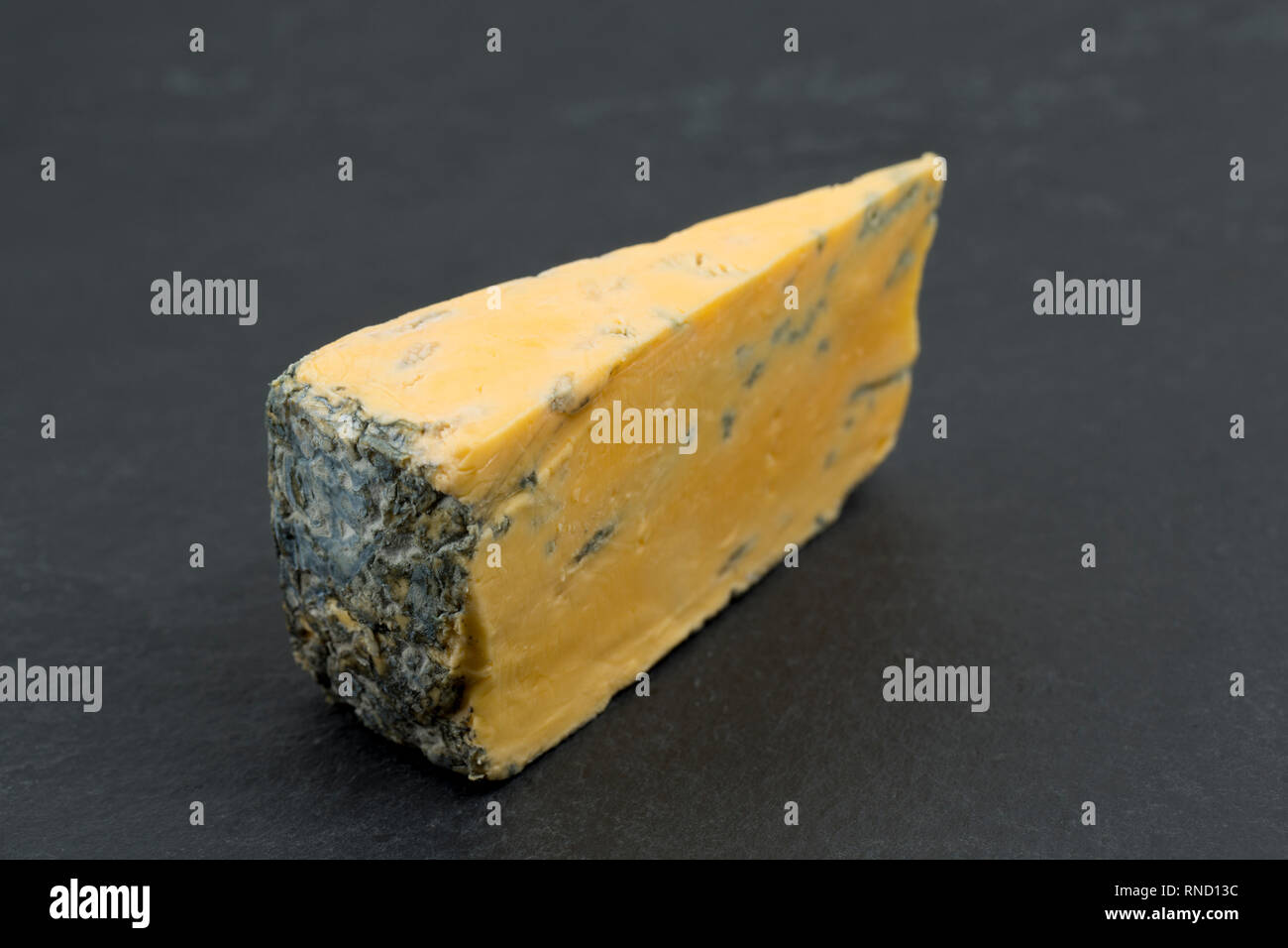 A wedge of Dewlay Nicky Nook Blue cheese made in Garstang Lancashire ...