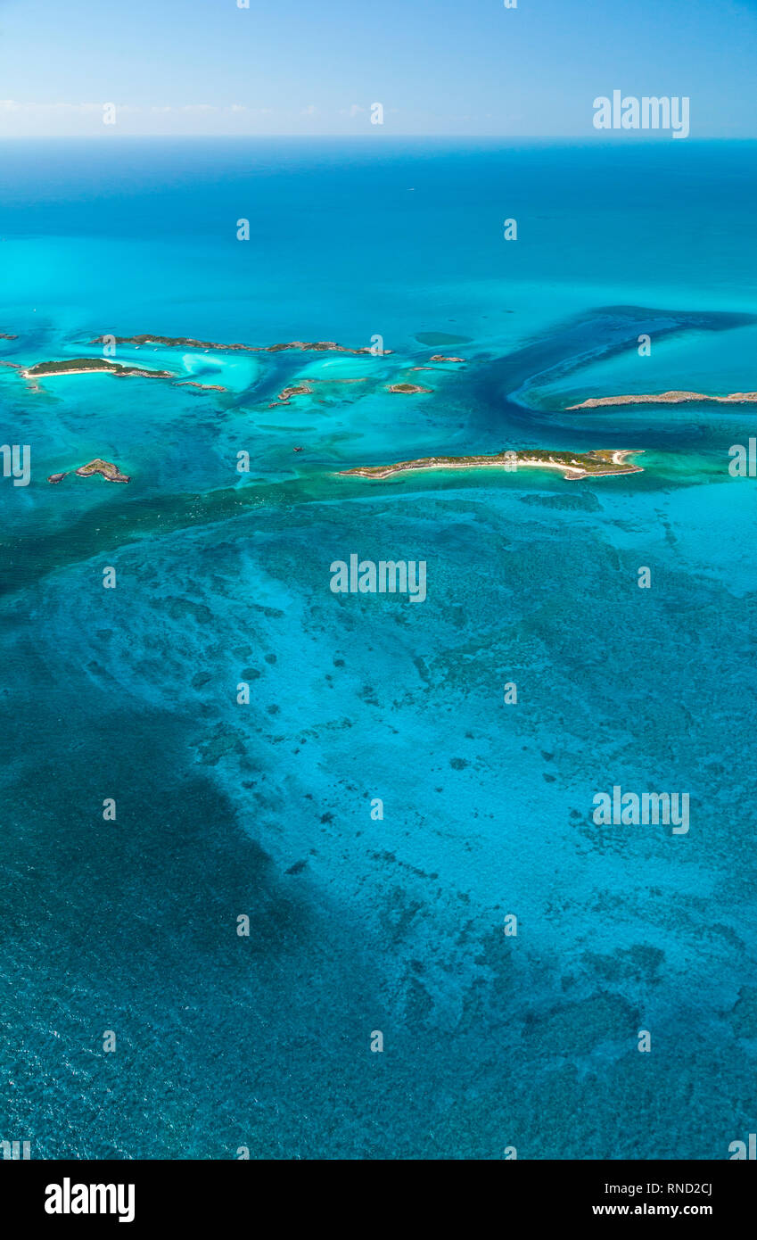 Aerial view, Exuma, Bahamas, America Stock Photo - Alamy
