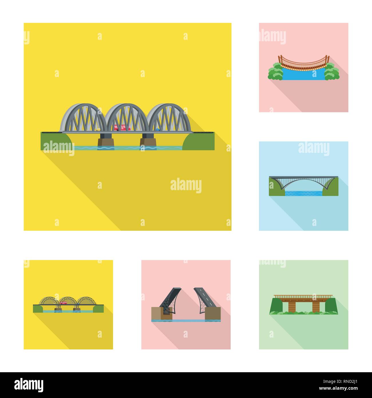 Isolated object of bridgework and bridge symbol. Collection of ...