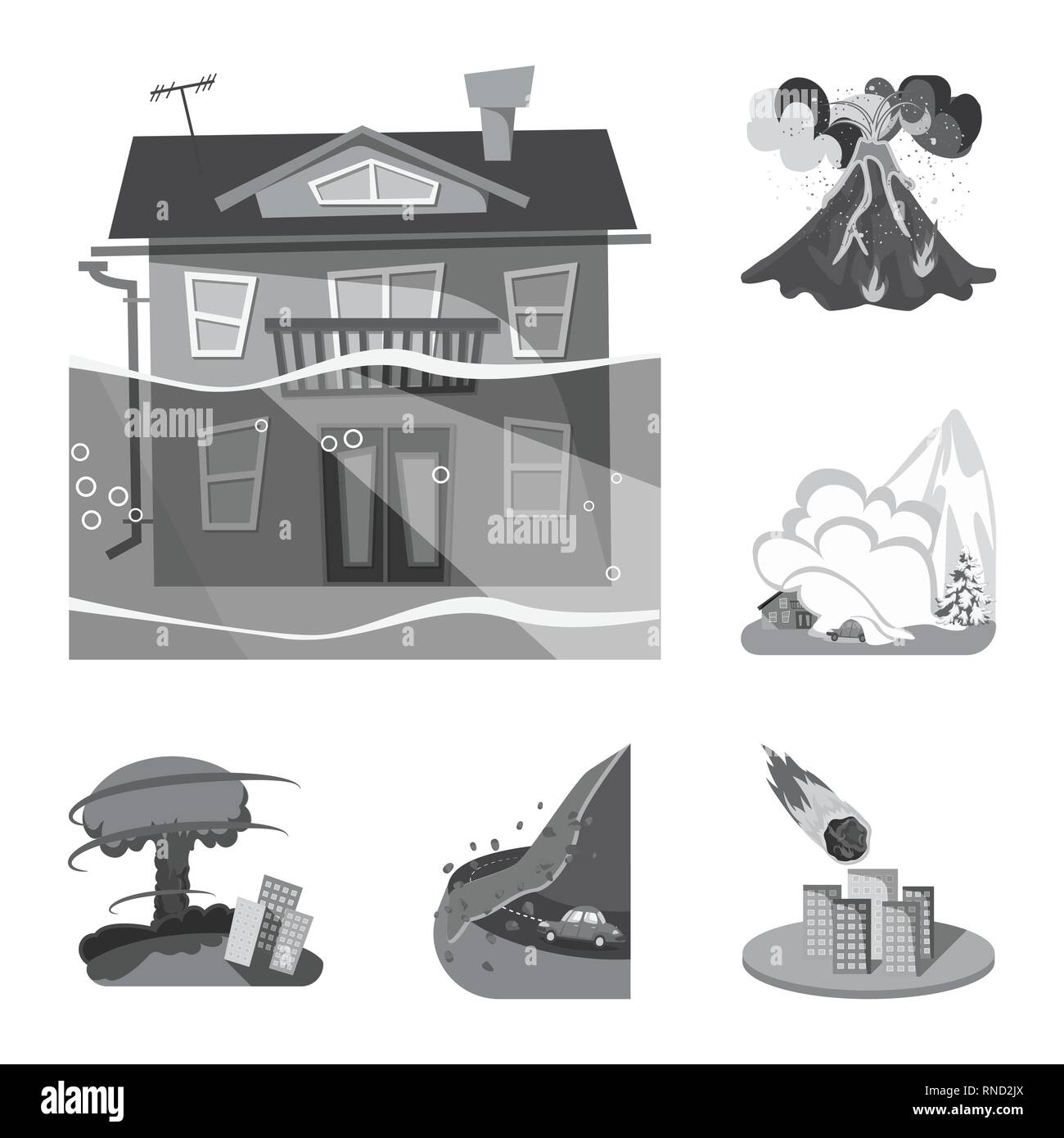 Vector design of nature and apocalypse sign. Set of nature and ...