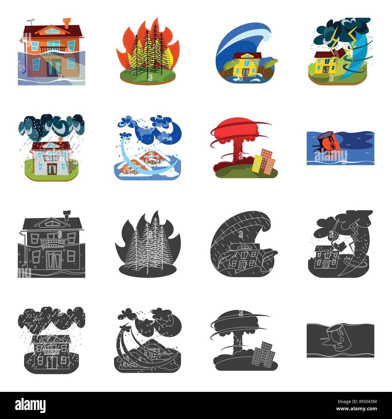 Vector illustration of weather and distress sign. Set of weather and ...