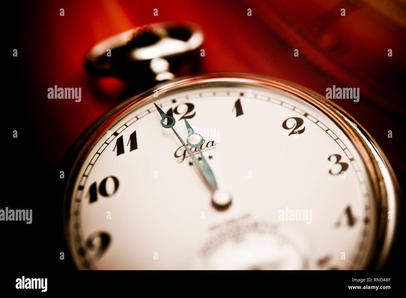 pocket watch indicating two minutes to midnight, concept for doomsday ...