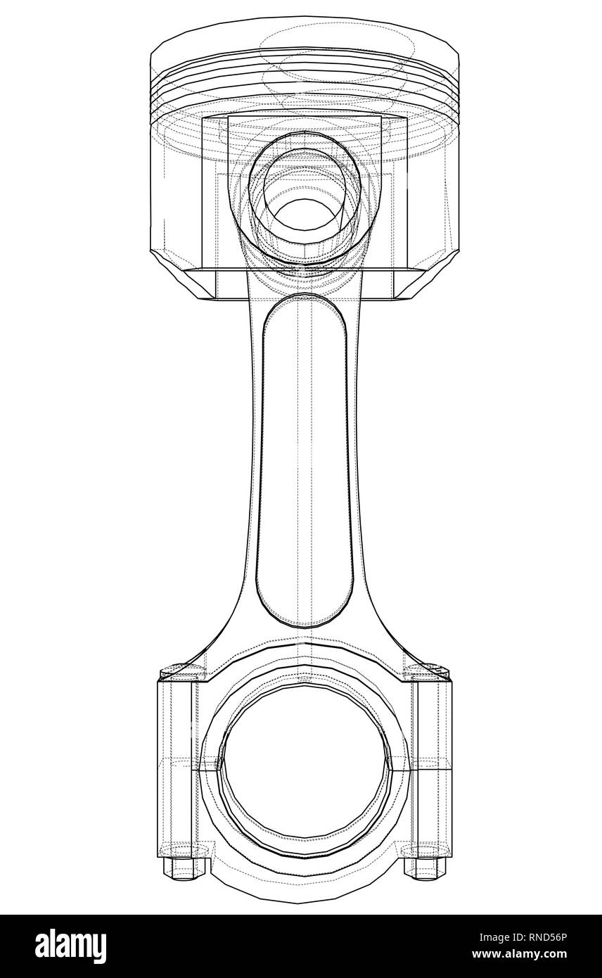 Sketch of piston. Vector rendering of 3d Stock Vector Image & Art - Alamy