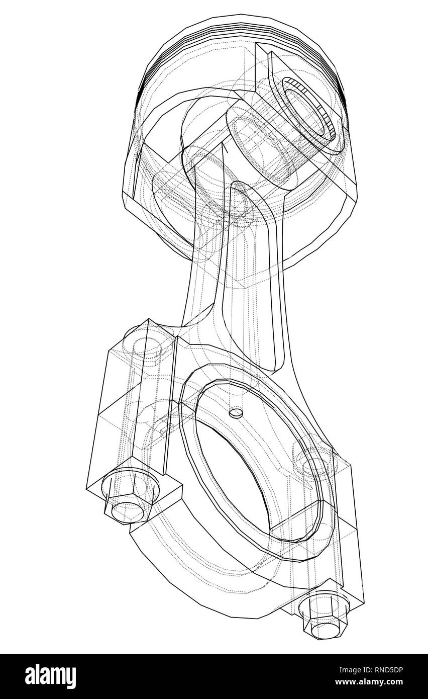 Sketch of piston. Vector rendering of 3d Stock Vector Image & Art - Alamy