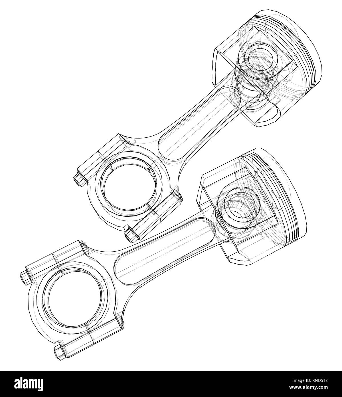 Sketch of piston. Vector rendering of 3d Stock Vector Image & Art - Alamy