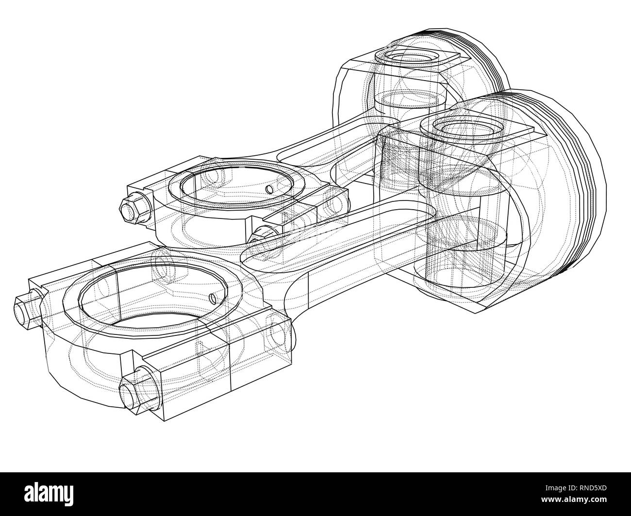 Sketch of piston. Vector rendering of 3d Stock Vector Image & Art - Alamy