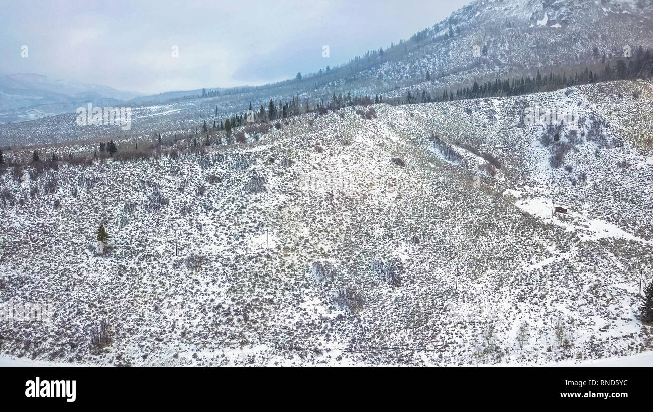 Aerial view of mountains in the Winter Stock Photo - Alamy