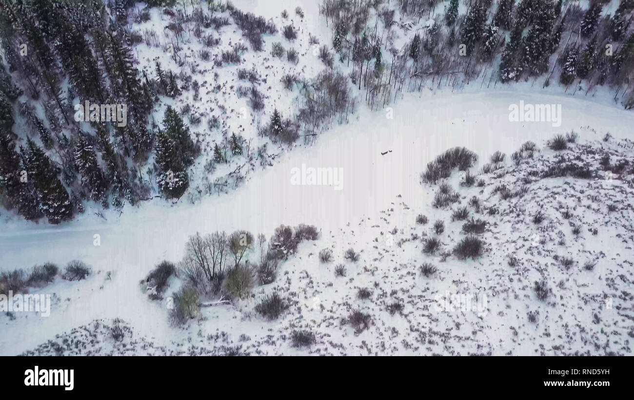 Aerial view of mountains in the Winter Stock Photo - Alamy