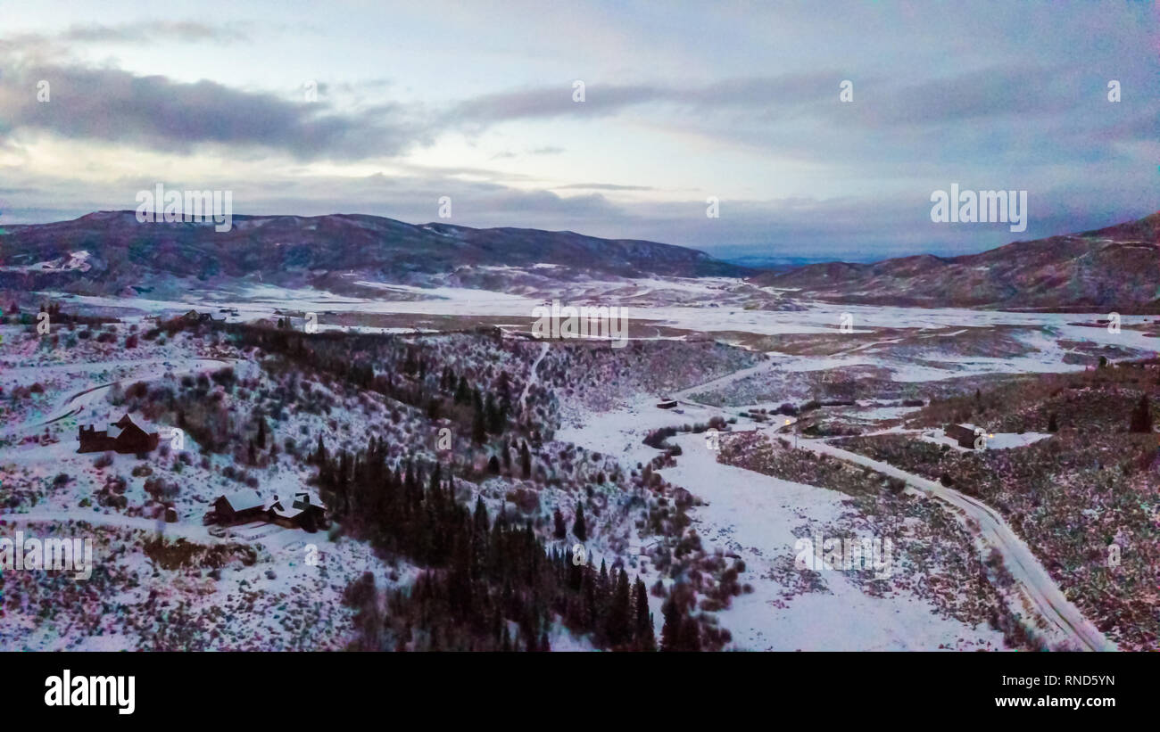 Aerial view of mountains in the Winter Stock Photo - Alamy
