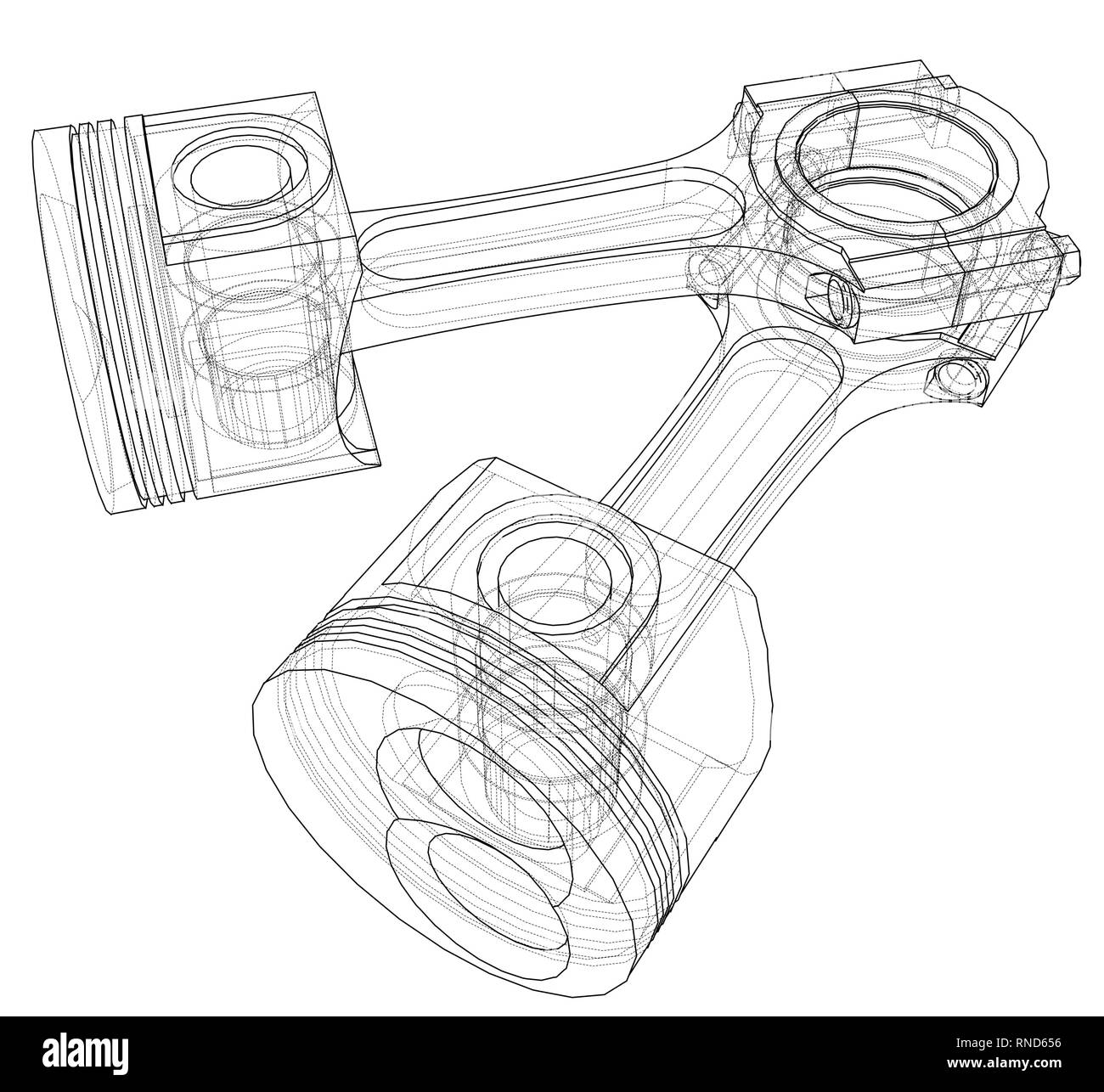 Sketch of piston. Vector rendering of 3d Stock Vector Image & Art - Alamy