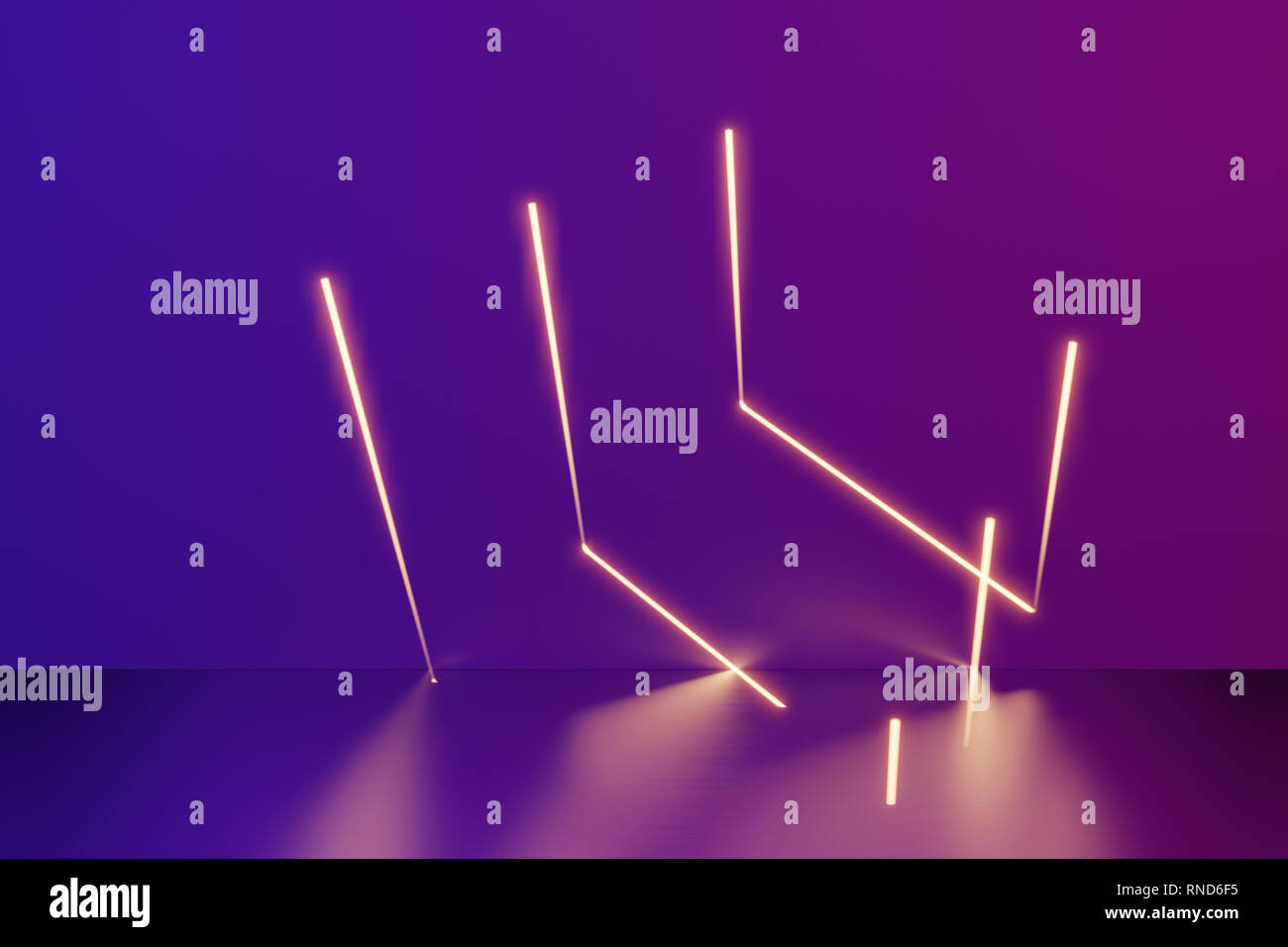 Glowing lines, neon lights, virtual reality, abstract background ...