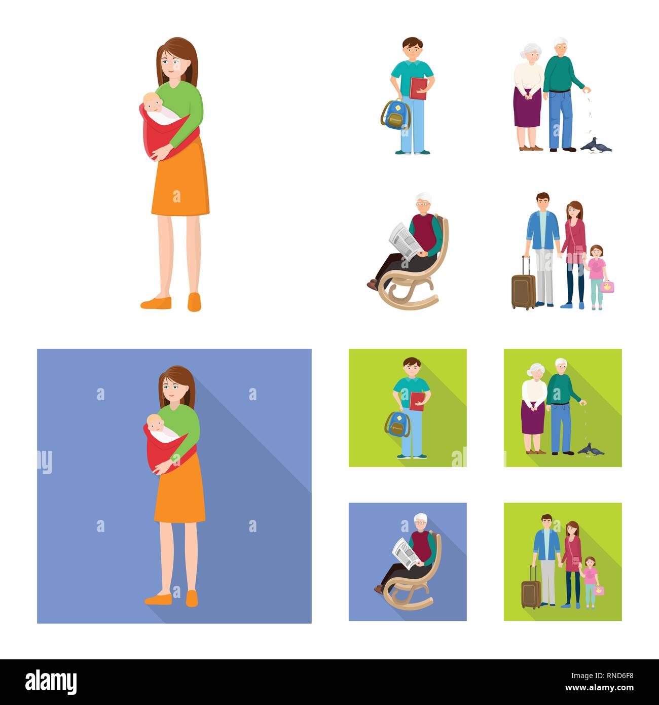 Vector illustration of character and avatar logo. Set of character and ...