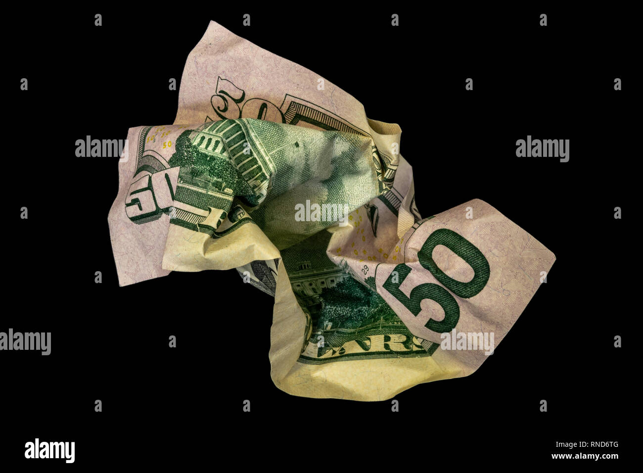 Fifty dollar bill crumpled hi-res stock photography and images - Alamy