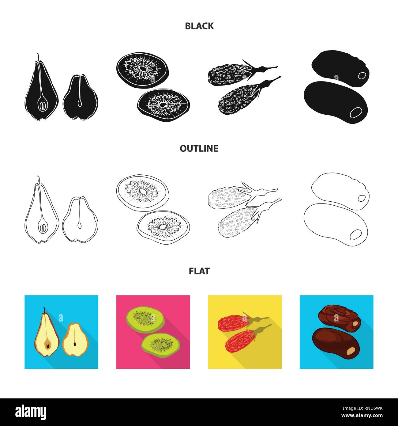 Vector illustration of food and raw symbol. Set of food and nature ...