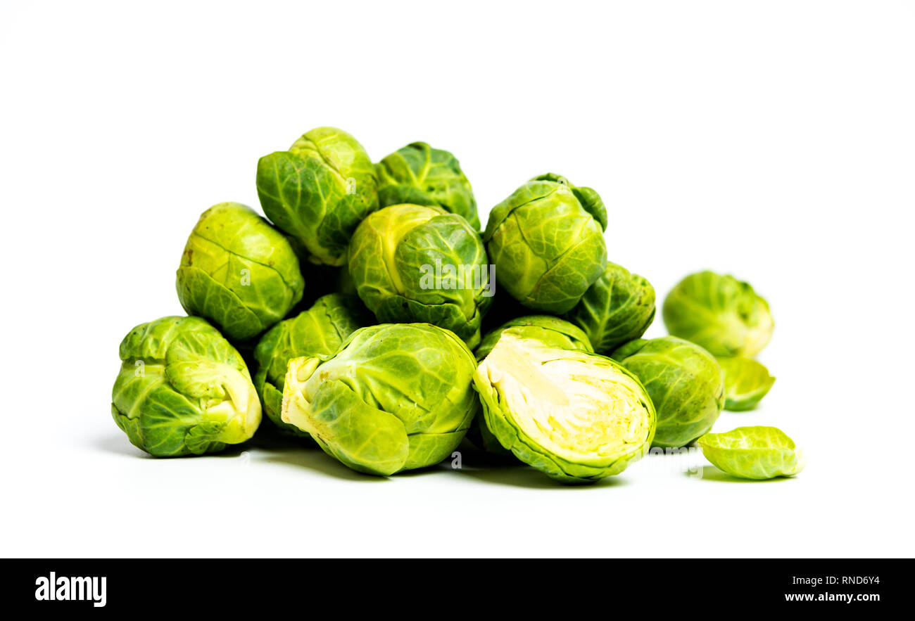 Brussels sprout vegetables on white background isolated Stock Photo - Alamy