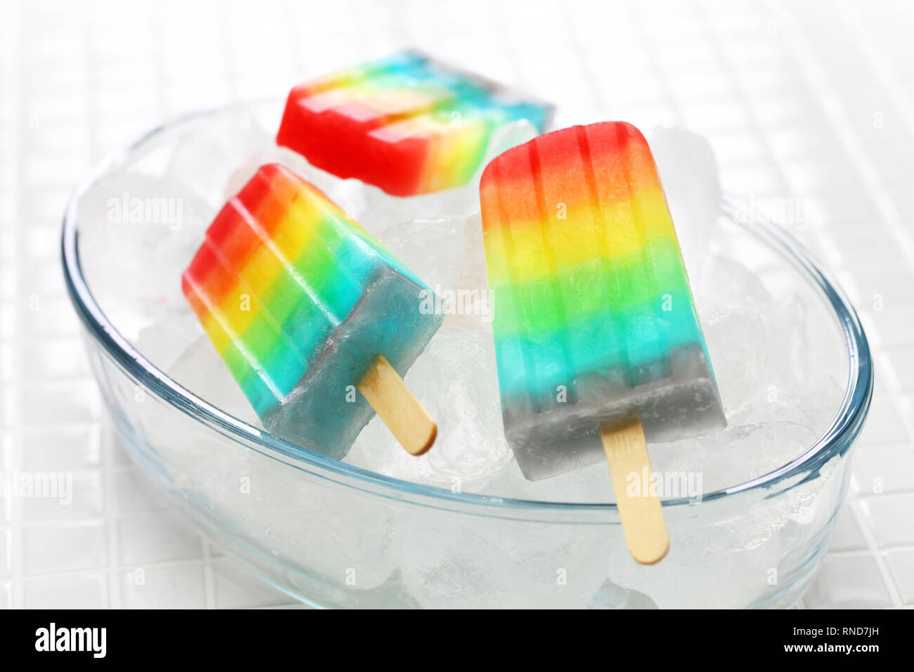 homemade rainbow ice pop Stock Photo - Alamy