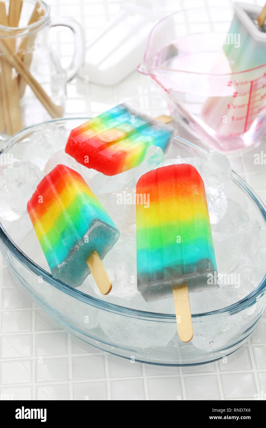 homemade rainbow ice pop Stock Photo - Alamy