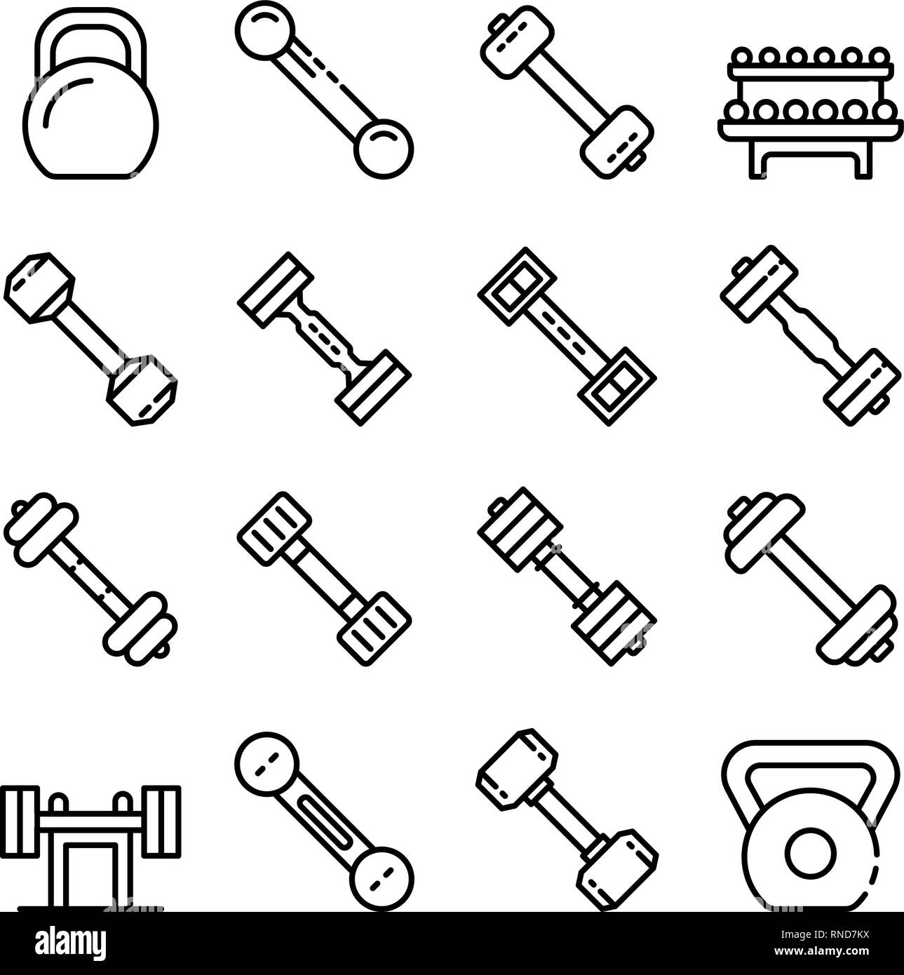 Dumbell icons set, outline style Stock Vector Image & Art - Alamy