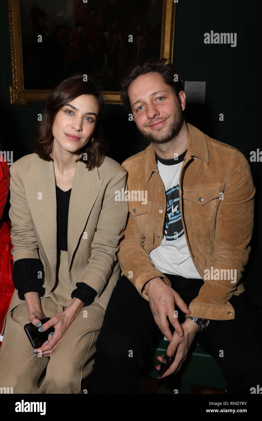 Alexa Chung and Derek Blasberg on the front row during the Erdem Autumn ...