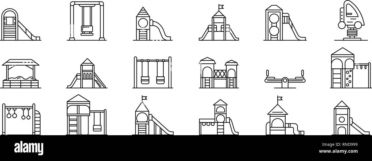 Kid playground icons set, outline style Stock Vector Image & Art - Alamy