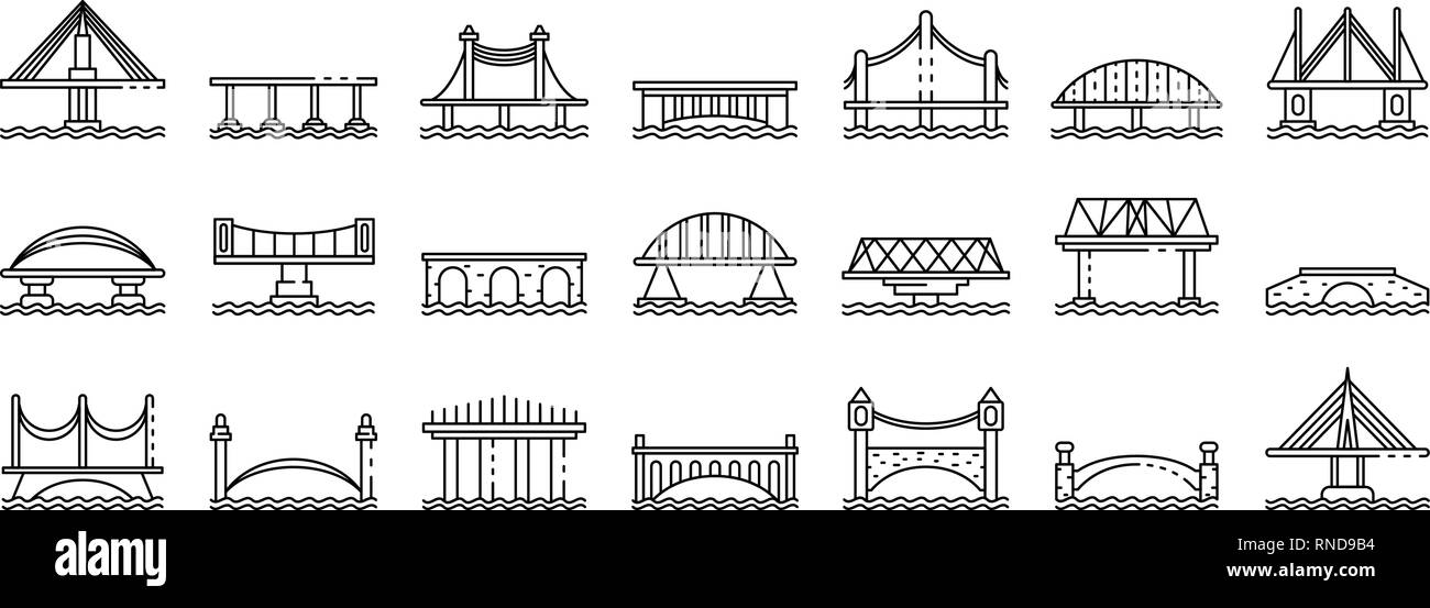 Bridges icons set, outline style Stock Vector Image & Art - Alamy
