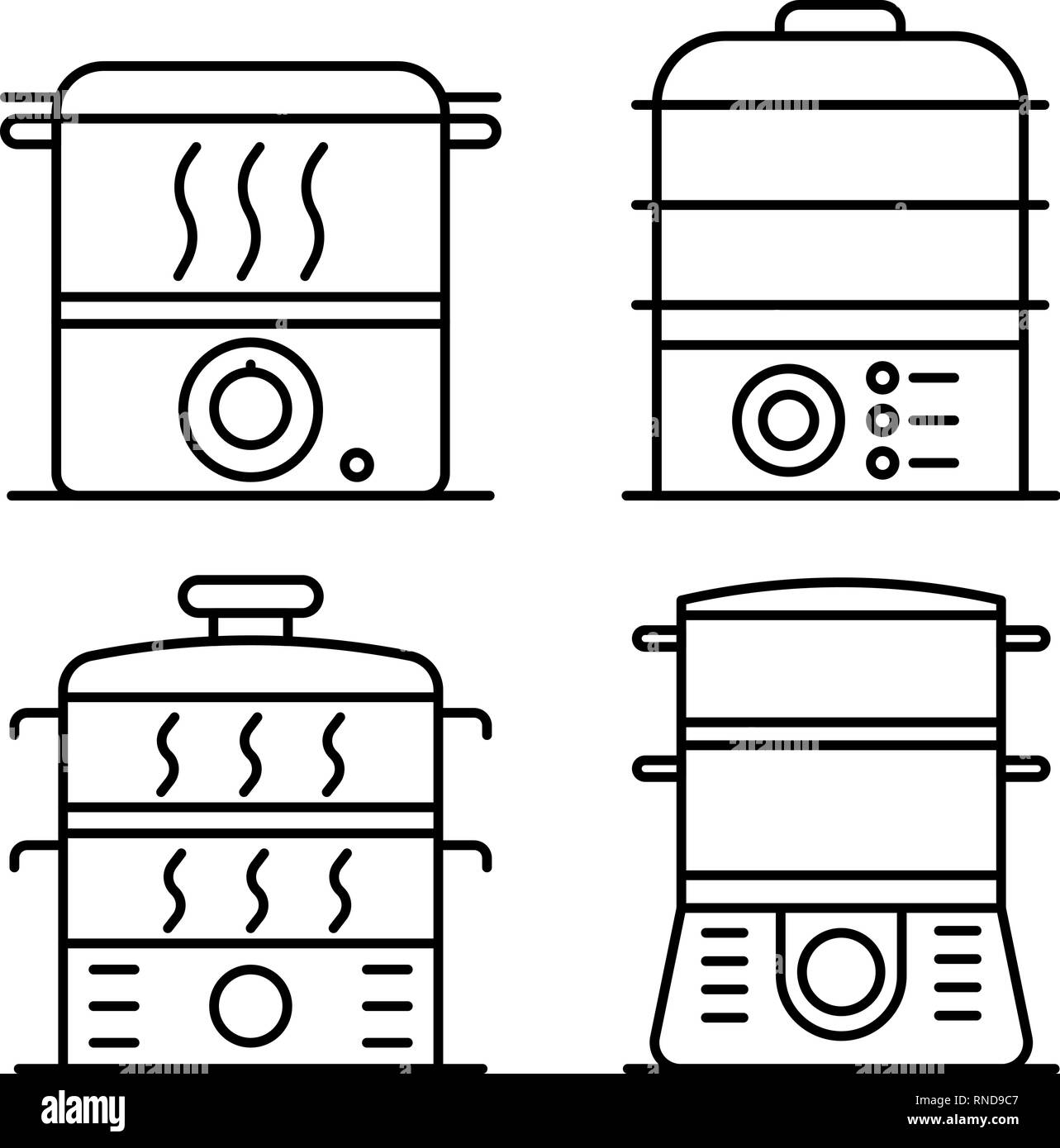 Steamer icons set, outline style Stock Vector Image & Art - Alamy