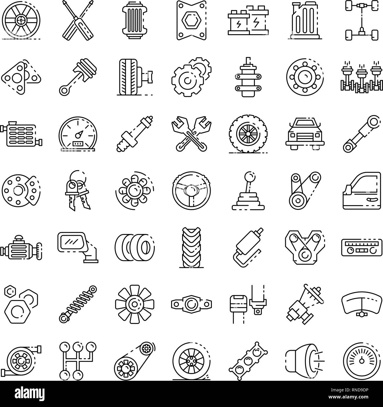 Car parts icons set, outline style Stock Vector Image & Art - Alamy