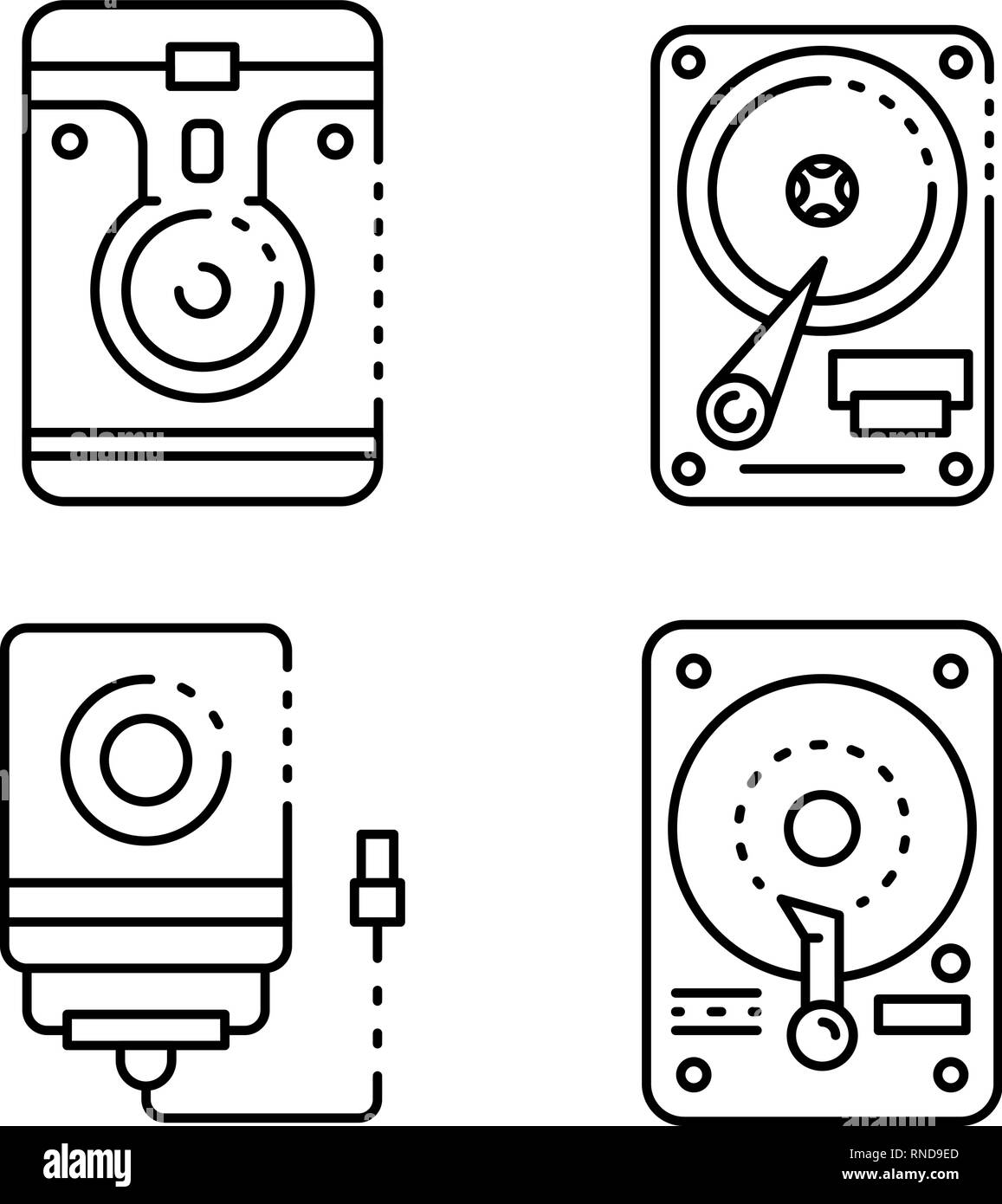 Hard disk icons set, outline style Stock Vector Image & Art - Alamy
