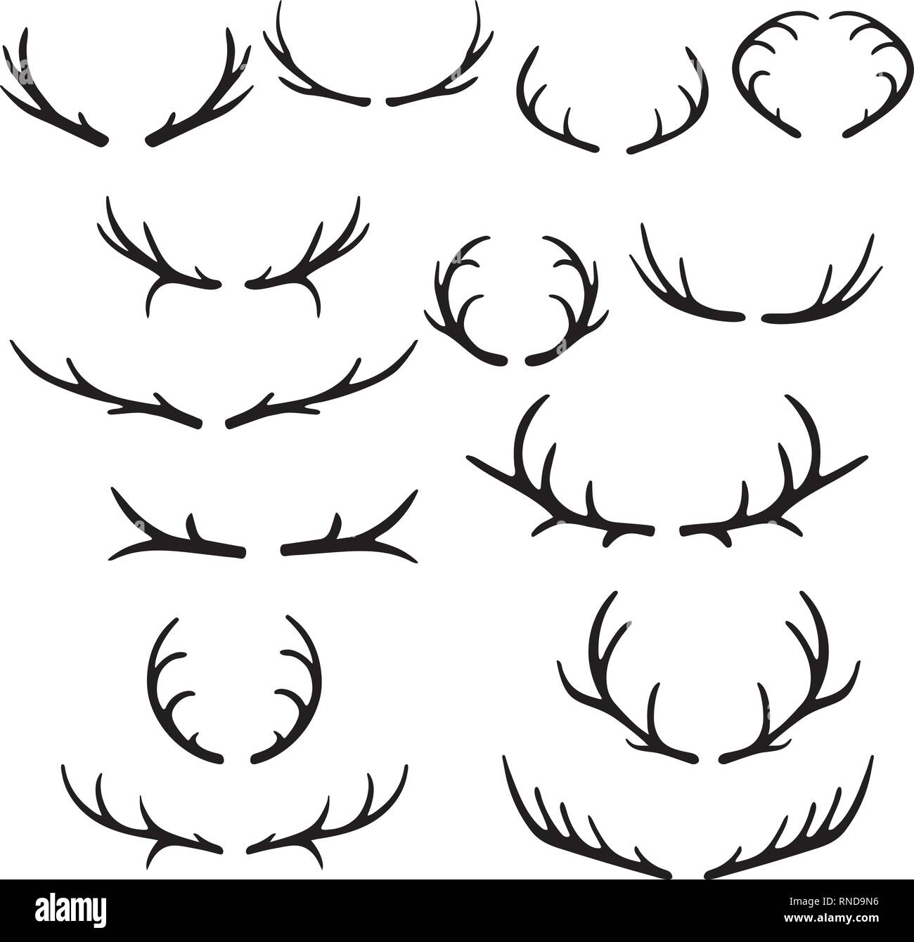 set of deer horns, antlers, silhouette, horn Stock Vector Image & Art ...