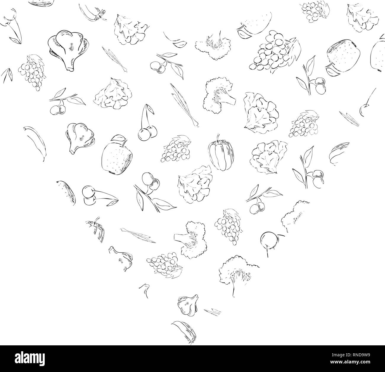 The food icon vegetables Black and White Stock Photos & Images - Alamy