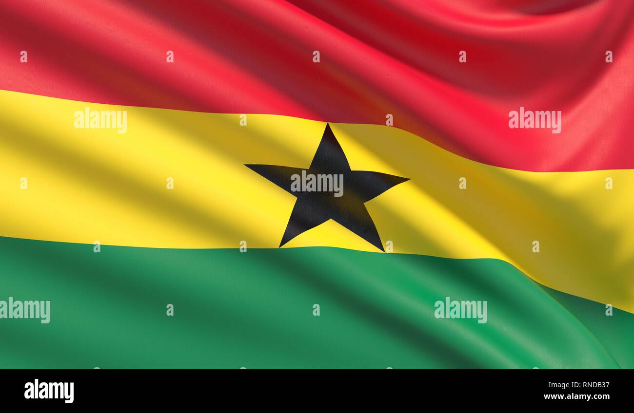 Flag of Ghana. Waved highly detailed fabric texture Stock Photo - Alamy