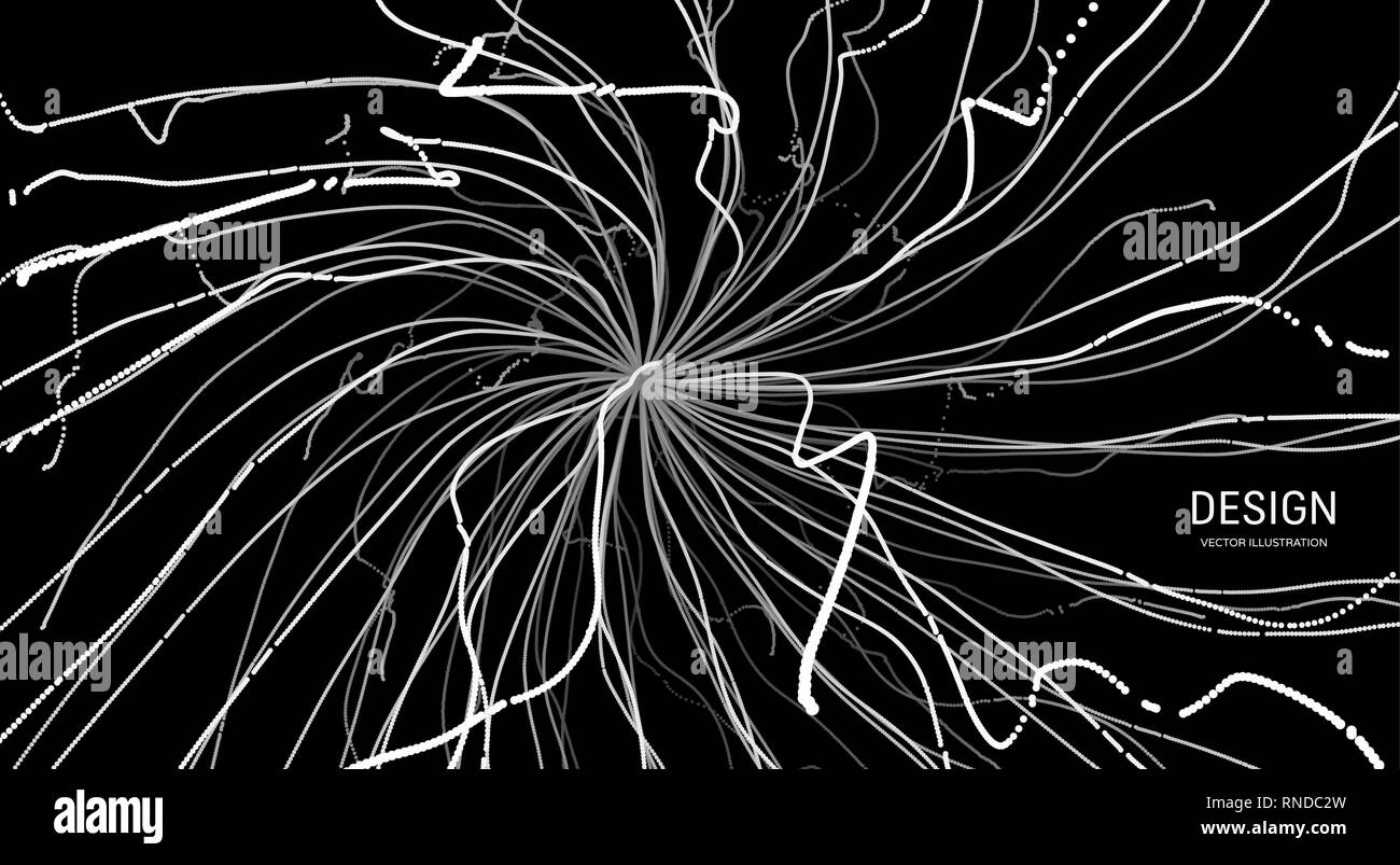 Abstract science or technology background. Array with dynamic particles ...