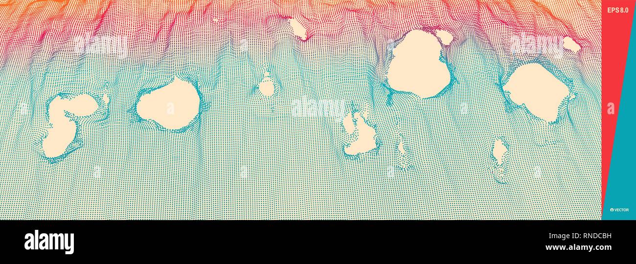 Abstract Grid Background With Hole Array With Dynamic Particles
