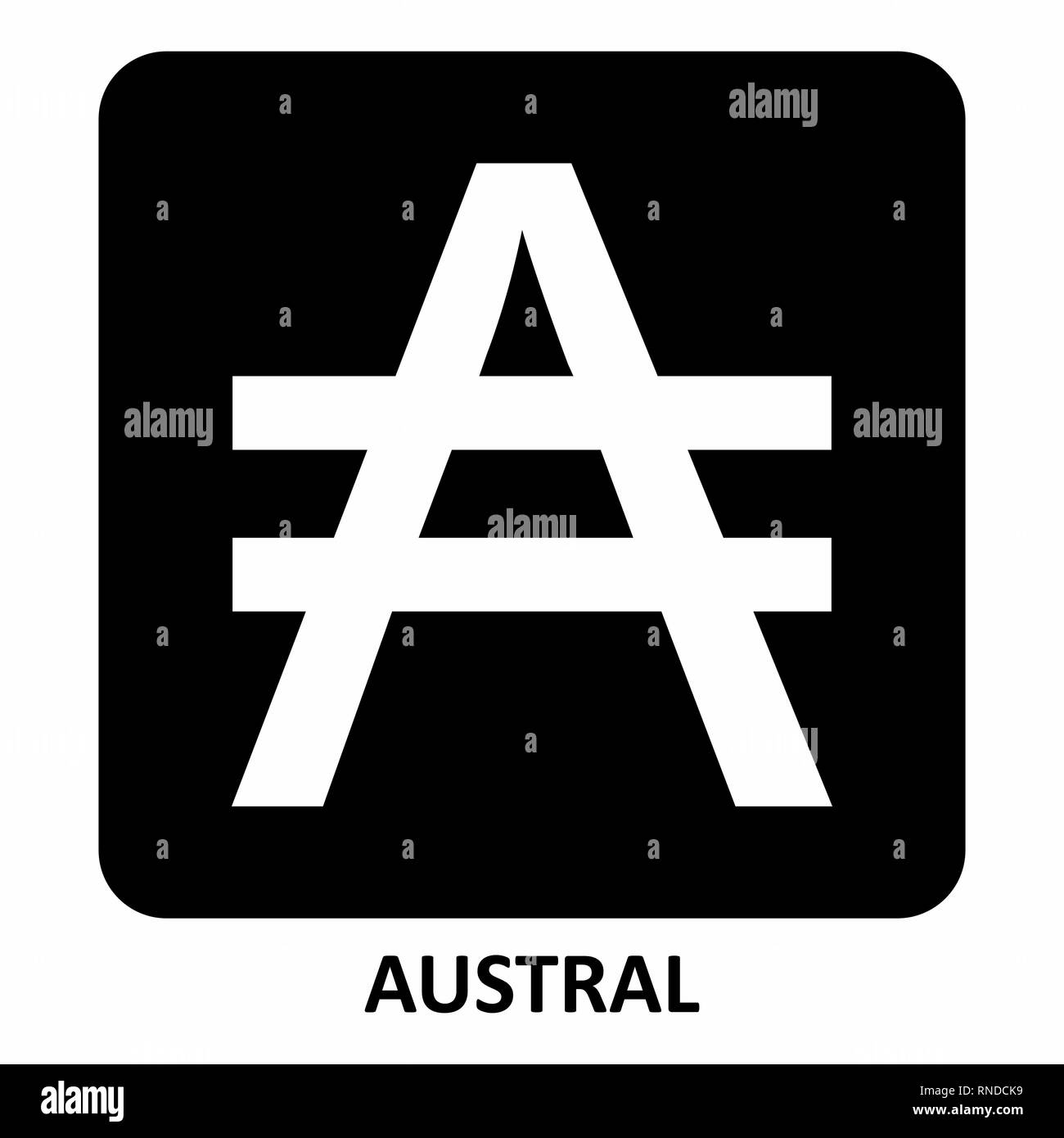 The black and white Argentine Austral currency symbol illustration ...