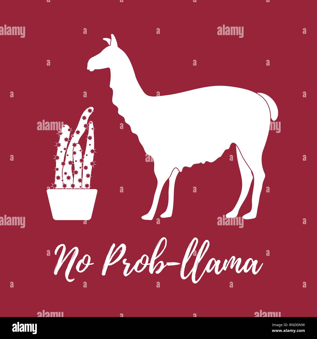 Vector illustration with llama and cactus. Design for card ...