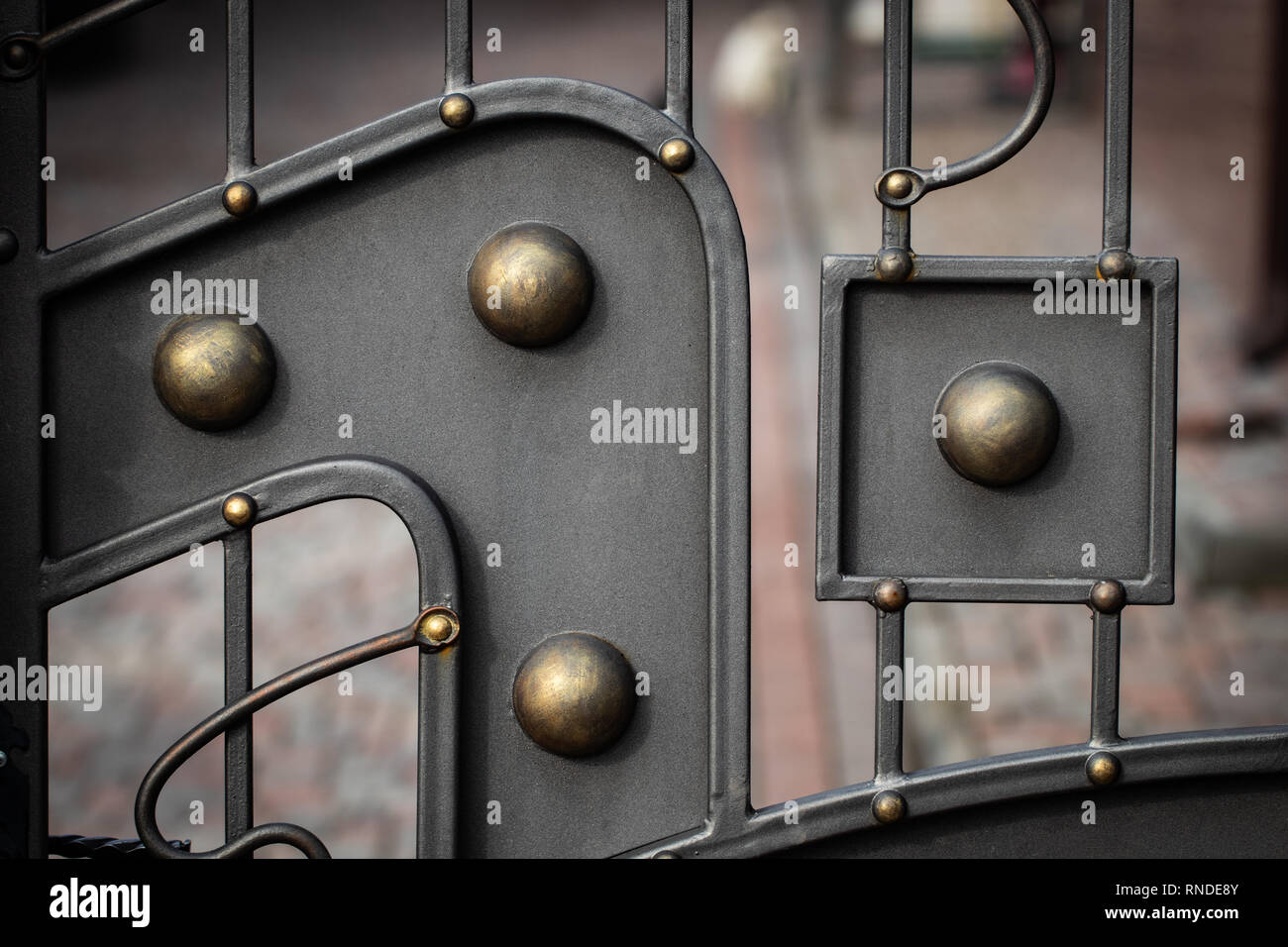 Wrought-iron gates, ornamental forging, forged elements close-up Stock ...