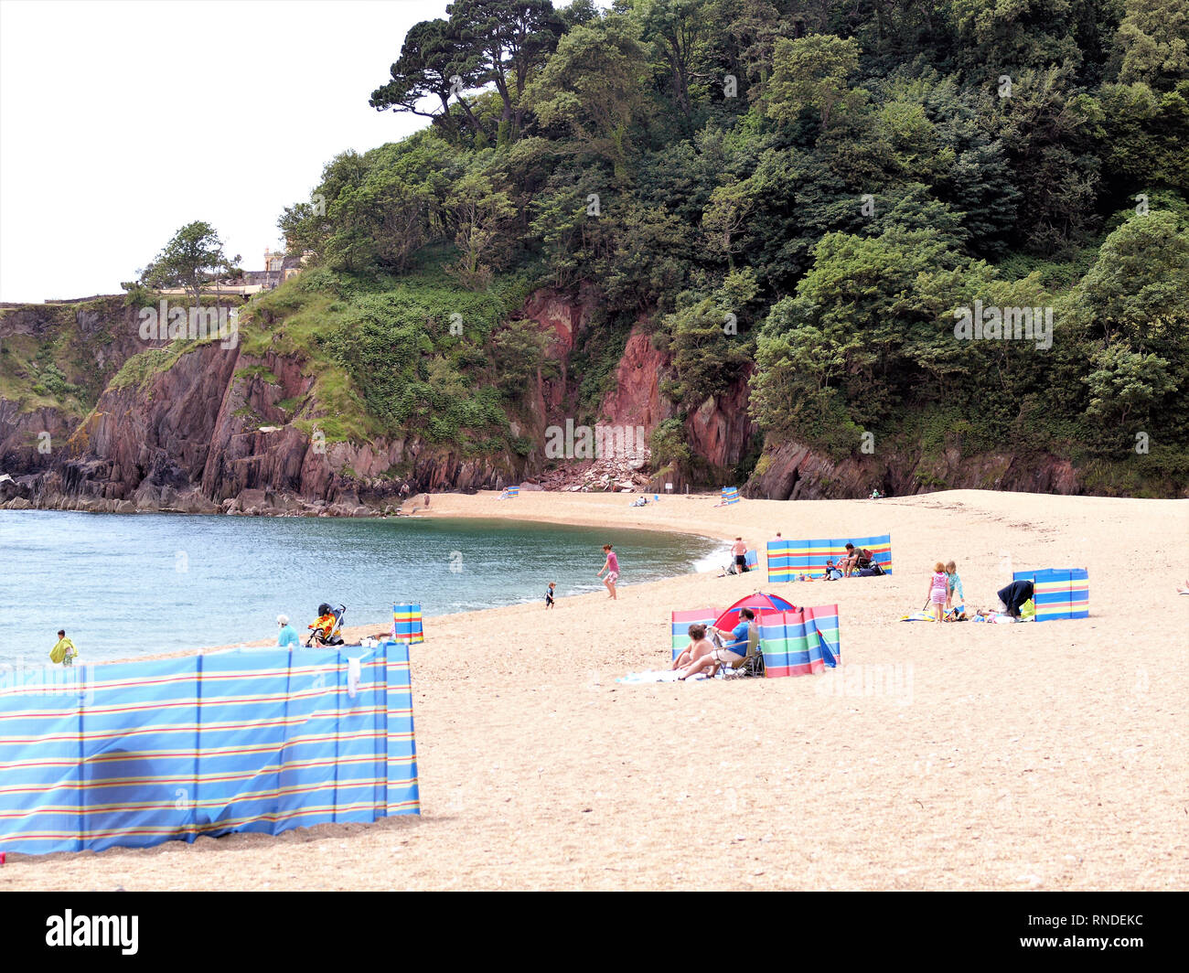 Blackpool, Devon, UK. June 18, 2009. Holidaymakers enjoying the beach ...