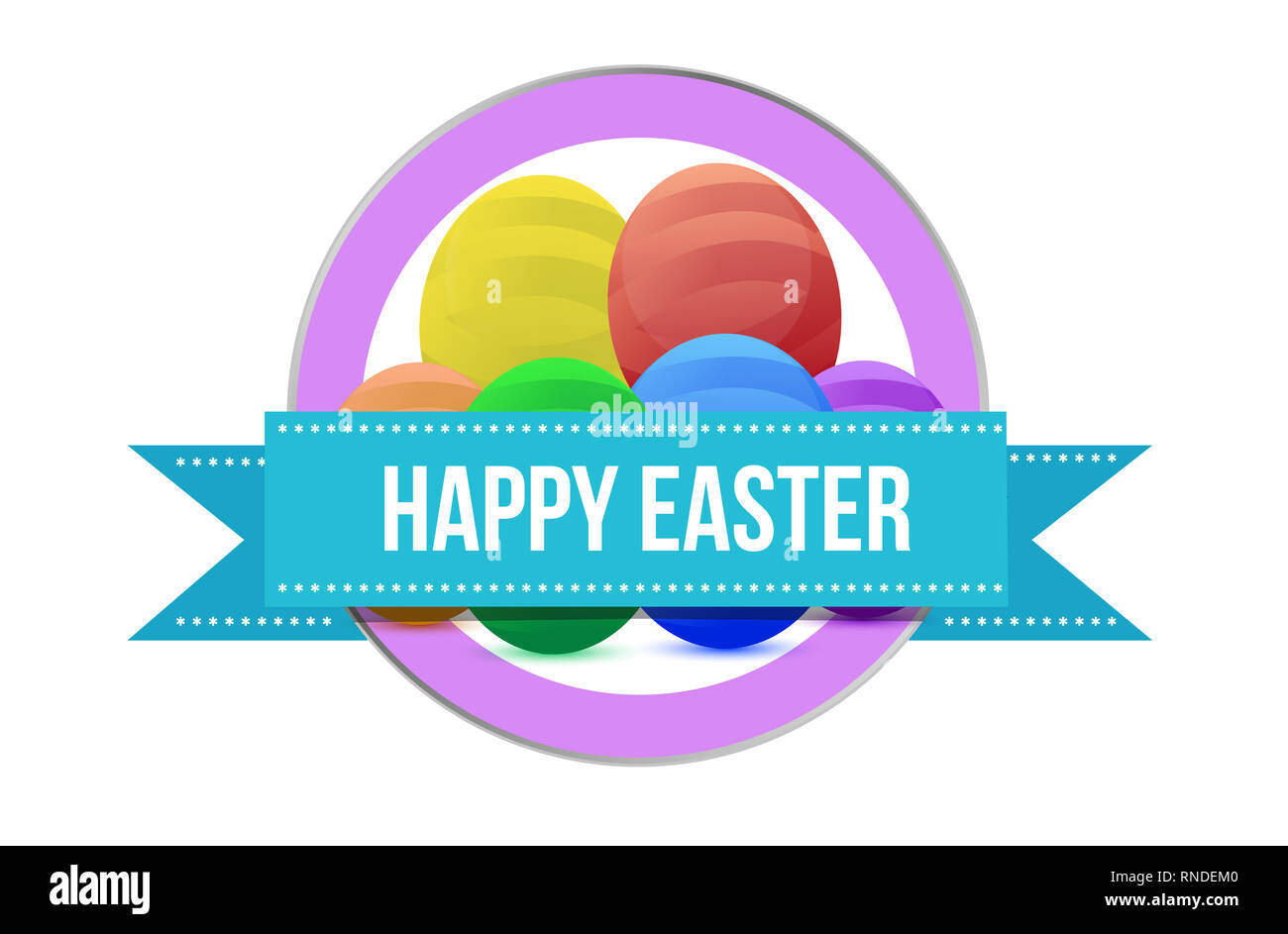 Happy, Easter sign seal illustration isolated over a white background ...