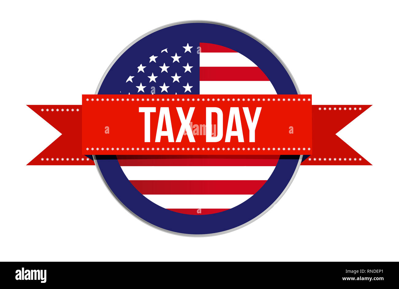 US tax time sign seal illustration isolated over a white background ...