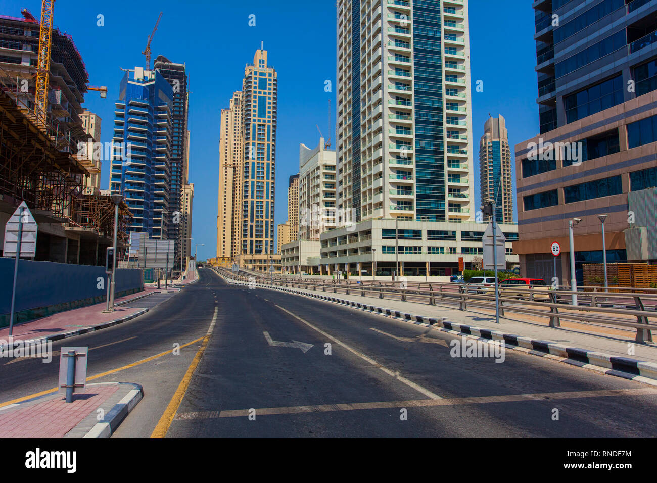 empty street intersection in Dubai city, United Arab Emirates Stock ...