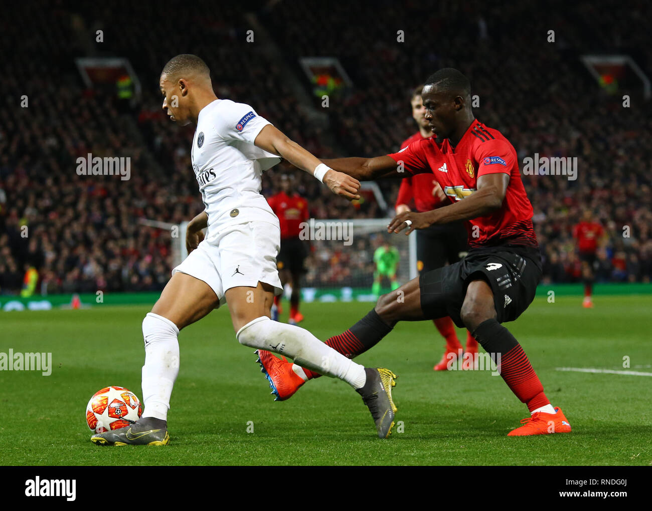 MANCHESTER, ENGLAND - FEBRUARY 12 2019: Kylian Mbappe of PSG during the ...